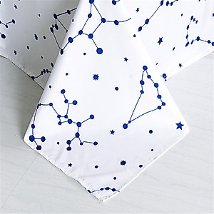 EsyDream Home Bedding,Blue Color Constellation 4PC Duvet Cover Sets,Space Style Kids Bedding Sets,Cotton & Microfiber (No Comforter),Twin Size (4pc Set)