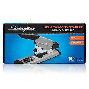 Swingline Heavy Duty Stapler, 160 Sheet High Capacity, Durable Office Desk Staplers, Alignment Guide, Commercial Desktop Stapler for Home Office Supplies or Desktop Accessories, Black/Gray (39005)