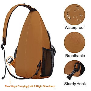 MOSISO Sling Backpack, Multipurpose Crossbody Shoulder Bag Travel Hiking Daypack, Brown, Medium