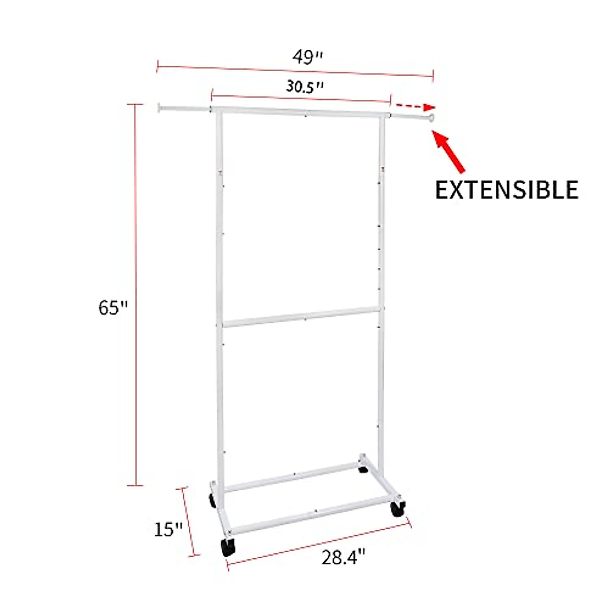 Fishat Double Rod Clothing Garment Rack White