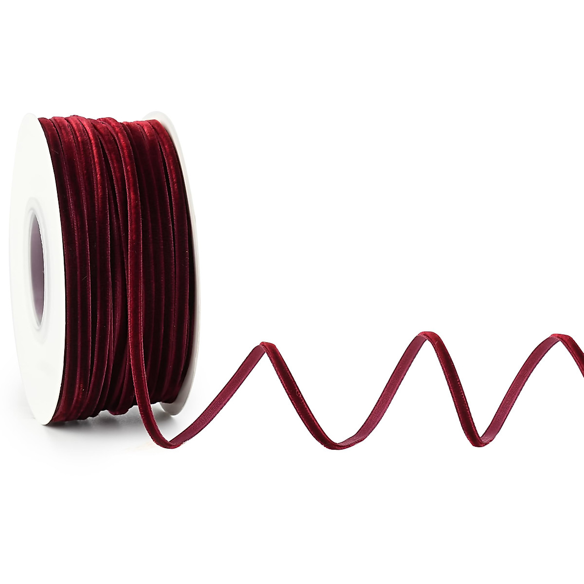 MAYREEL 1/8 Inch Burgundy Velvet Ribbon Thin Maroon Vintage Ribbon for Wedding Invitations Crafts Gift Wrapping Party Favor Boxes 50 Yards