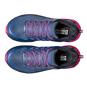 SCARPA Women's Rush GTX Waterproof Gore-Tex Shoes for Hiking and Trail Running - Blue/Fuxia - 8.5-9