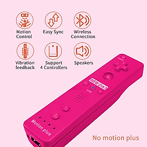 QUMOX Controller for Ntdo Wii, Built in Motion Plus Remote and Nunchuck Controller Compatible with Wii and Wii U + Silicon Case Pink