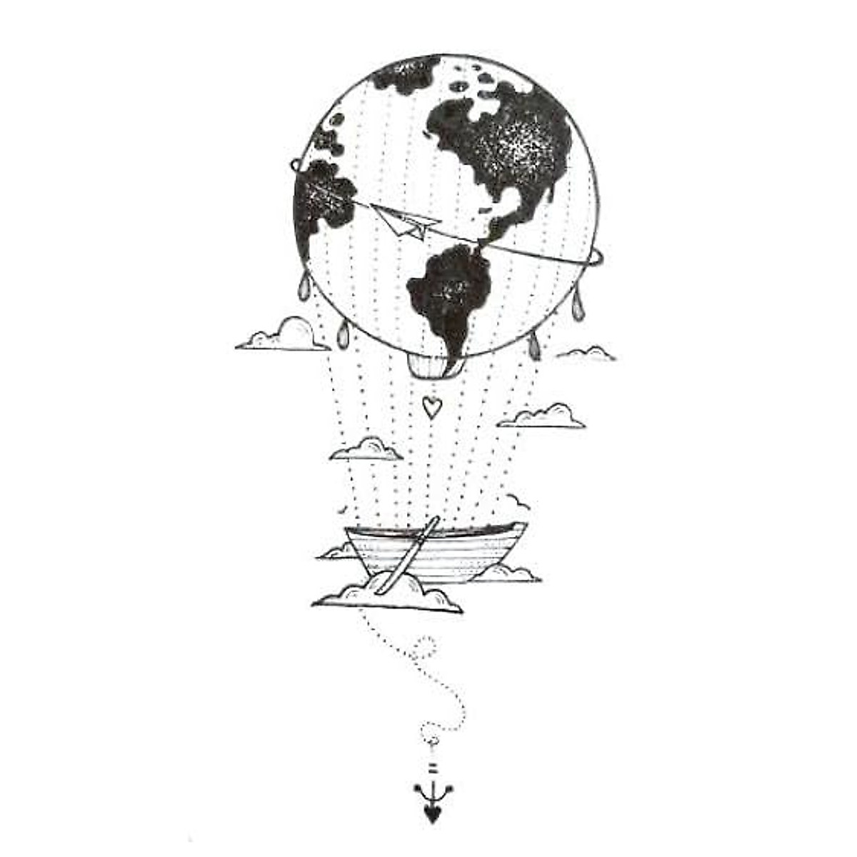 SanerLian Anchor Ship Temporary Tattoo Sticker Waterproof Fake Tatoo Men Women Adult Boys Teens Body Art 10.5X6cm Set of 12 (SF141)