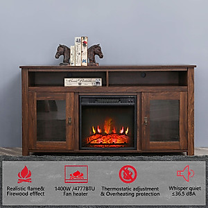 Romayard Electric Fireplace TV Stand Console for TVs up to 60" Electric Fireplace Heater Entertainment Center (60")