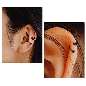 Melighting Twist Helix Earrings 16G Black Moon Cartilage Earring Clear CZ Surgical Steel 316L Star Tragus Piercing Jewelry Labret Piercing Helix Piercing Women