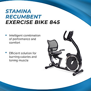 Stamina Magnetic Recumbent Exercise Bike 845 - Exercise Bike Pedal Exerciser - Fitness Bike with Smart Workout App - Recumbent Exercise Bike for Home - Up to 250 lbs Weight Capacity