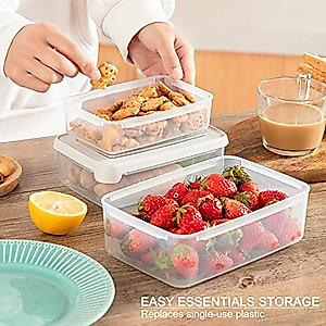 FOLIND Food Storage Container Set, Airtight Plastic Bowls with Lid (Pack of 3), Reusable - For Kitchen Pantry Organization - Lunch Box, Freezer & Microwave Safe, with Grey Lid