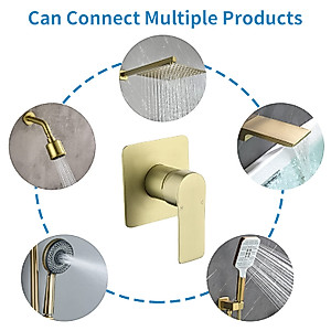 Shower Valves Wall Mount Shower Faucet Rough-In Valve Bathroom Trim Kit Single Handle Tub Shower Valve Mixer Brushed Gold