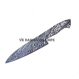 Handmade Damascus Chef knife Kitchen Knife Blank Blade fixed blade knife VK3542 (Silver 3)