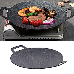 Korean style BBQ Grill Pan for Stove Top, Korean Grill Pan with Non Stick 6 Layer Coating Round BBQ Griddle for Induction, Gas Stove, Electric Cooktop, Indoor or Outdoor Grilling 38cm/15.0in﻿