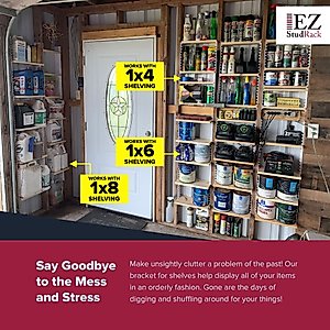 Made in USA | EZStudRack Adjustable Between Stud Shelf Bracket | Shelf Brackets for Wall Mounted Shelf | Shelving Brackets for Home | Garage Shelf Brackets- Wood Not Included- 32Pack (16 Pair) Gray