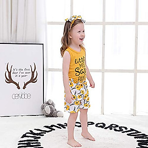 PigMaMa 3 Pcs Infant Baby Girl Sets Sleeveless Tank Tops Flower Pant Headband Outfits Toddler Clothes 18-24 Months