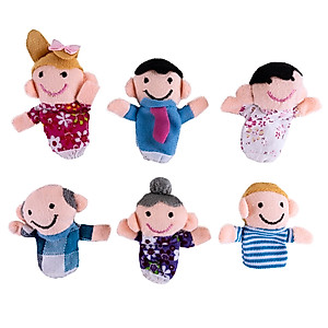 Super Z Outlet Mini Grandparents, Mom & Dad, Brother & Sister Family Style Finger Puppets for Children, Shows, Playtime, Schools - 6 Piece (Family 1)