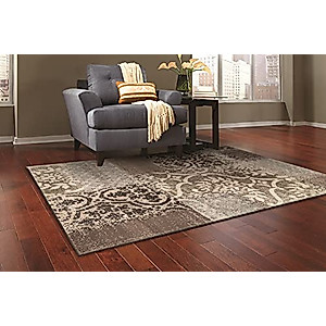 L'Baiet Chrissy Brown Beige Distressed Floral Pattern Mid-Century Modern Indoor 2' x 3' Area Rug