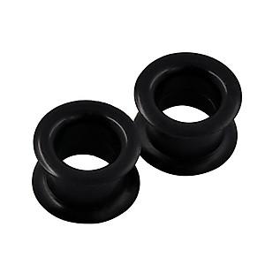 Oyaface 2PCS Black Hard Silicone Flexible Ear Skin Tunnels Expanders Gauges Hollow Sturdy Body Piercing 25mm(1")