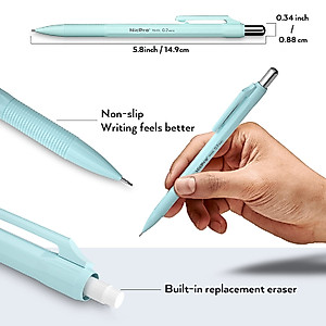 Nicpro 10 Pack 0.7 mm Mechanical Pencil Bulk Set with Case, Cute Candy Pastel Art Drafting Pencils 0.7mm with 10 Tube HB Lead Refills, Eraser for Kid School Students Artist Writing Drawing, Sketching