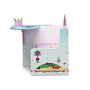 Delta Children Chair Desk with Storage Bin + Design and Store 6 Bin Toy Storage Organizer, Trolls World Tour (Bundle)