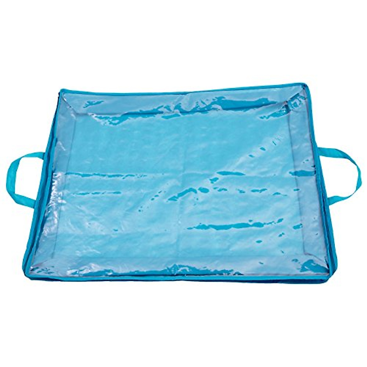 Amelitory Underbed Storage Bag Bedding Container Zippered Comforter Organizer Large Capacity Fabric Lake Blue