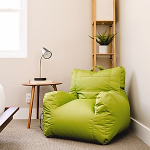 Big Joe Dorm Bean Bag Chair with Drink Holder and Pocket, Spicy Lime Smartmax, Durable Polyester Nylon Blend, 3 feet