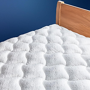 ViscoSoft Twin Fiberfill Pillow Top Mattress Topper Pad - Soft Overstuffed Premium Support - Quilted Pillow Top - Deep 18" Pocket for Secured Fit (Viscose Derived from Bamboo, Twin)
