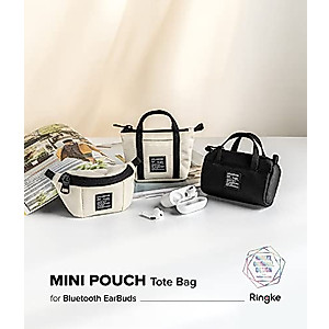 Ringke Mini Pouch Tote Bag Compatible with AirPods Pro Case and AirPods 3rd, 2nd, 1st Generation Case, Galaxy Buds Pouch, Universal Wireless Ear Buds Cover with Keychain for Women, Men - Black