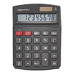Amazon Basics LCD 8-Digit Desktop Calculator, Black - 1 Pack