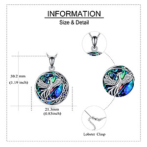 ONEFINITY Celtic Phoenix Jewelry Gifts Sterling Silver Moon Phoenix Necklace Abalone Shell Nirvana of Phoenix Pendant for Women