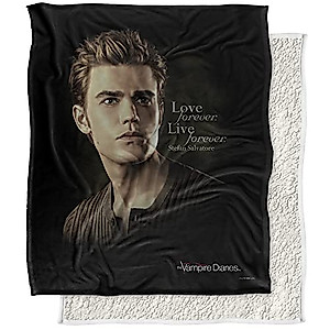 Vampire Diaries Blanket, 50"x60", Forever Silky Touch Sherpa Back Super Soft Throw Blanket