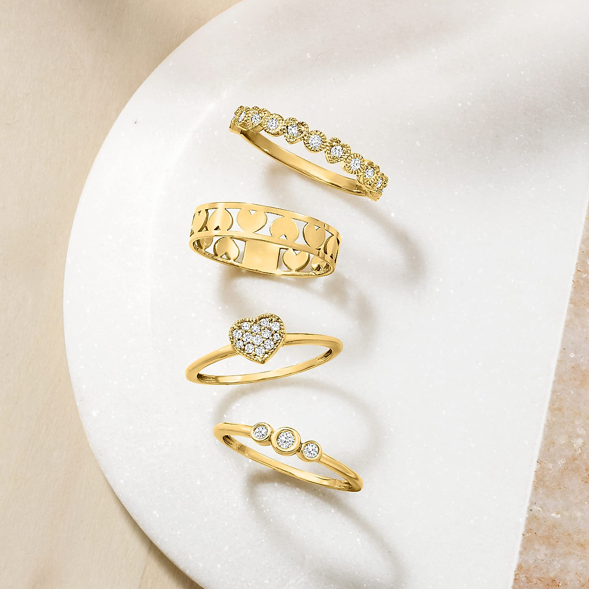 RS Pure by Ross-Simons 0.10 ct. t.w. Bezel-Set Diamond Trio Ring in 14kt Yellow Gold. Size 8