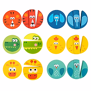 TOOKYLAND Wooden Tumble Tower Game - 61pcs - Stacking Blocks, Animal Cards and Die. Ages 3+