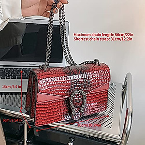 GLOD JORLEE Fashion Chain Straps Crossbody Bag for Women - Tie Dye Satchel Handbags Square Purses Evening Clutch Tote (red)