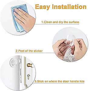 Door Stopper Wall Protector, Adhesive Bumper Protector, Reusable Rubber Door Stops from Door Knobs, Shock Absorbent Wall Shield for Door Handle (Clear-9 Pcs)