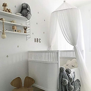 OldPAPA Bed Canopy for girls - Princess Bed Canopy Mosquito Net Nursery Play Room Decor Dome Premium Yarn Netting Curtains Baby Game Dream Castle, White