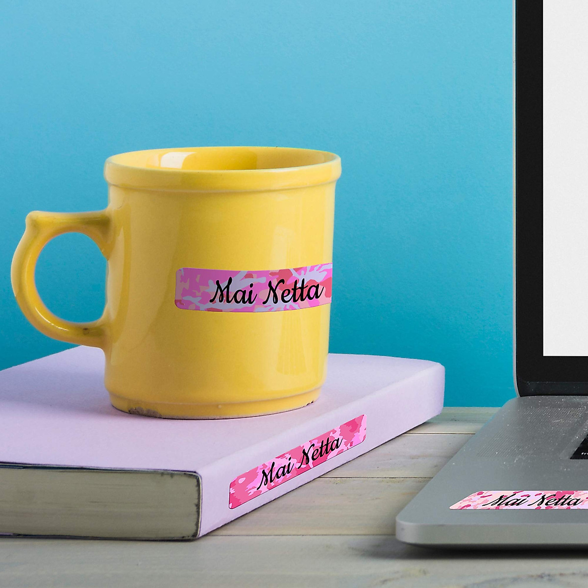 Lovable Labels Personalized Labels for Kids (45 Labels) - Waterproof Dishwasher Safe Peel and Stick Labels are Great for School Supplies Daycare Camp Bottles (Designer Series Lattice)