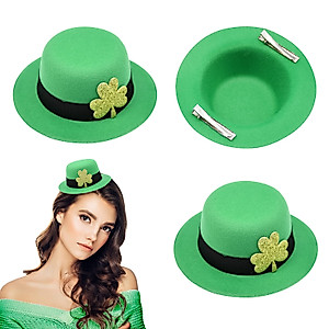 3 Pairs St Patrick's Day Green Hair Clips for Women Girls - Shamrock Hat Shape Hair Clip Barrettes Holiday Irish Clover Hair Accessories (Style B)