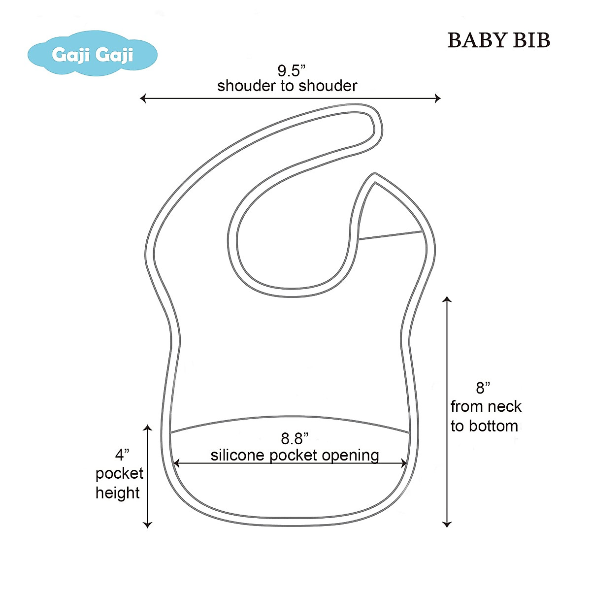 GAJIGAJI Waterproof Baby Bib with Silicone Food Catcher Pocket, Adjustable Feeding Bib Fit for 6-24 Month Toddlers (Leaves Green)