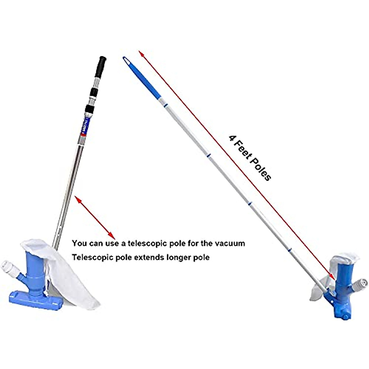 ATIE Pool Spa Mini Jet Vacuum Pool Cleaner Fine Mesh Bag with Pull-N-Lock Cord for In-ground/Above-Ground Pool Spa Jet Vacuum Pool Cleaner (2 Pack)