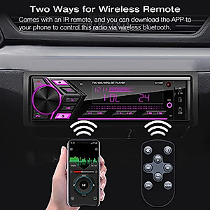 Bluetooth Car Stereo Marine Radio: Single Din LCD Display Audio - Multimedia MP3 Player with FM/AM Radio | Dual USB/SD Card/AUX-in | 2.1A Quick Charge | APP Control | IR Remote