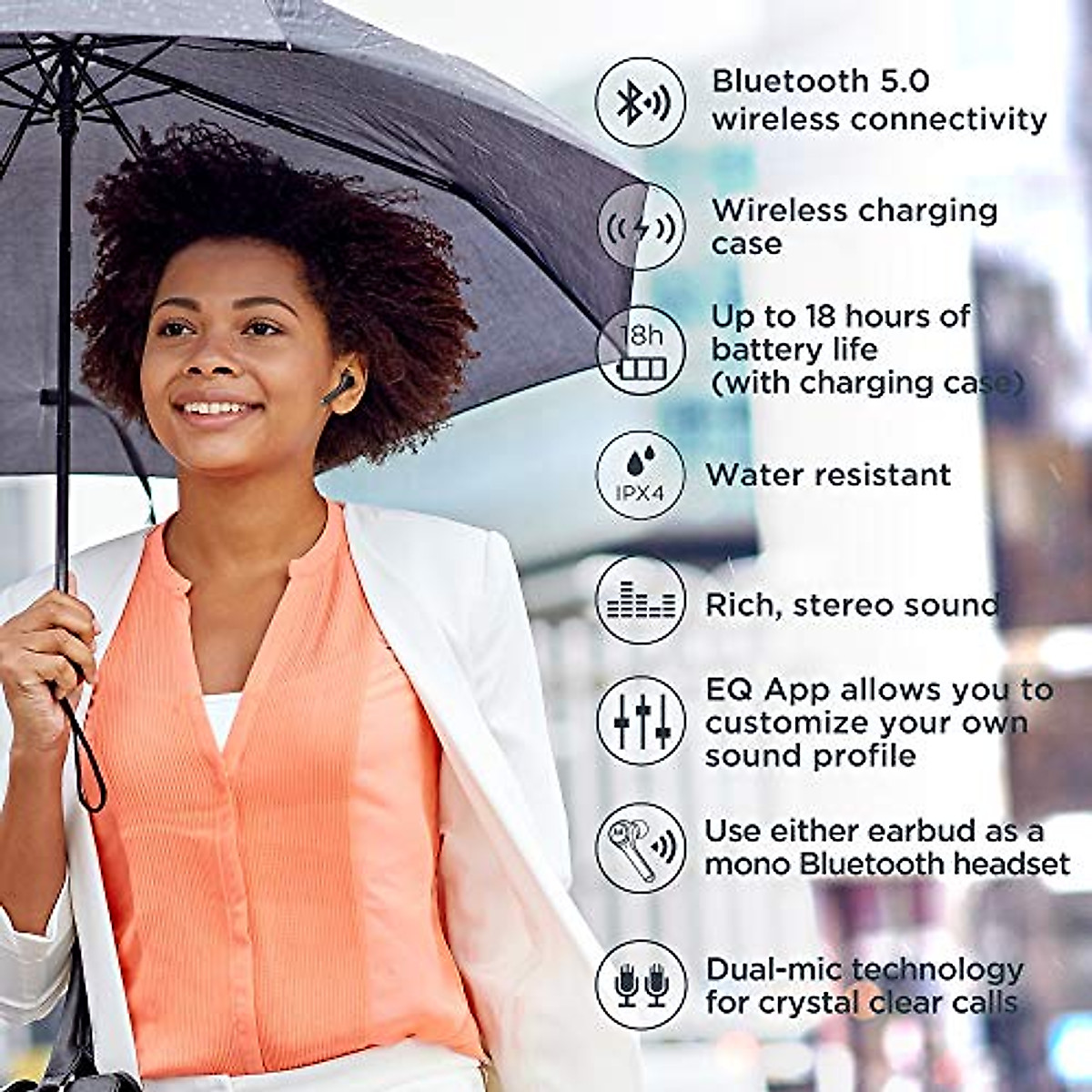 Motorola VerveBuds 800 True Wireless in-Ear Headphones - IPX4 Cordless Earbuds with Dual Noise-Cancelling Mic, Charging Case - Bluetooth 5.0 Headset Earpiece - 6H Playtime, Voice Assistant Compatible