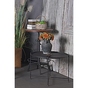 FUBIRUO End Table, Sofa Table Small Round Side Tables, Metal Nightstand,Outdoor Table Round for Living Room Bedroom Balcony Patio and Office Accent Coffee Table, （D） 23.6''x（H） 21.6'', Black