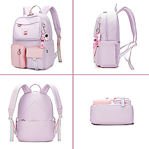 AUOBAG Kids Backpacks Girls Backpack for Girl Elementary School Bags Bookbags For Teen Suitable For Children Aged 7-15 (Purple)