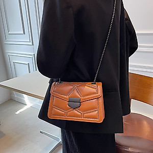 TAGDOT Rivets Chain Small Shoulder Crossbody Messenger Bags for Women Purse and Handbags (Brown)