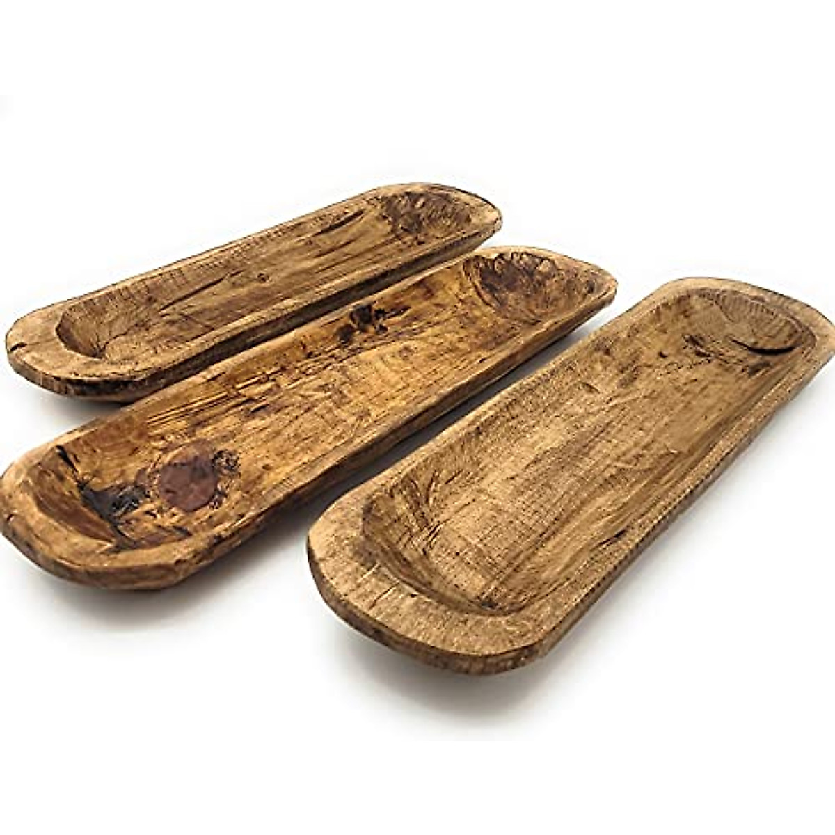 18"-21" Farmhouse Brown Baguette Dough Bowl, Decorative Bowl, Table Center Piece, Decorative Wood Bowl The New Dawn Bowl