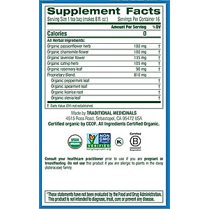 Traditional Medicinals Organic Cup of Calm Lavender Mint Herbal Tea, Calming & Relaxing, (Pack of 1) - 16 Tea Bags