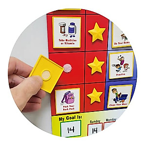 Kenson Kids "I Can Do It My Daily Checklist Incentive Chart- (35 Tasks 5 Blank Tasks) Visual Daily Magnetic Responsibility and Chore Star Chart for Ages 3-10- Daily Planner for Kids 11x 15.5 inch