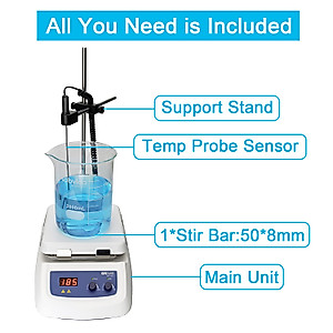 ONiLAB 8050122211 550C Magnetic Hotplate Stirrer Max Heating Temperature to 550℃ Speed 1500rpm, White, Glass Ceramic