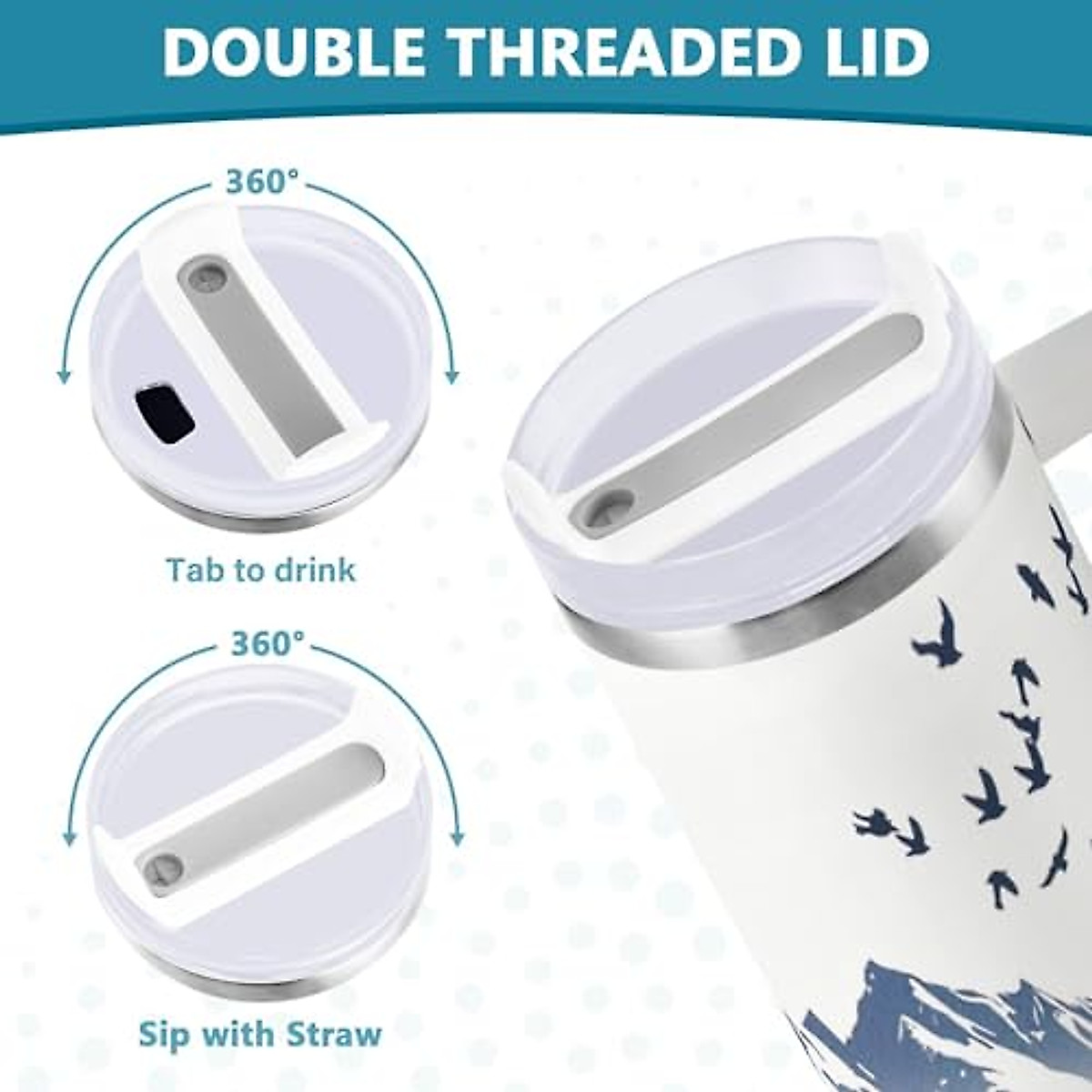 Jihqo Graffiti Mountain Tree 40 oz Stainless Steel Vacuum Insulated Tumbler with Handle and Straw Lid, Leakproof Water Bottle Double Wall Travel Mug Coffee Cup, Cupholder Friendly