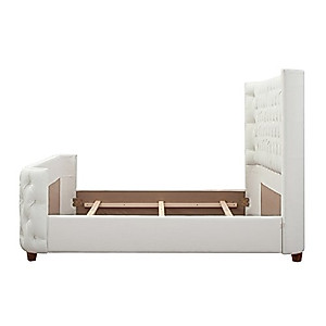 Jennifer Taylor Home Harmonie King Tufted Bed, (U.S. Standard), Antique White Polyester