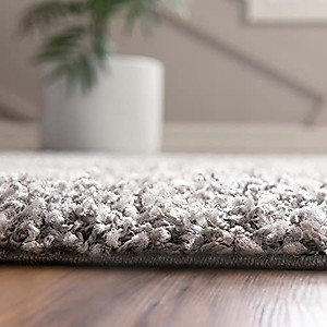 Unique Loom Solid Shag Collection Area Rug (8' x 10', Cloud Gray)